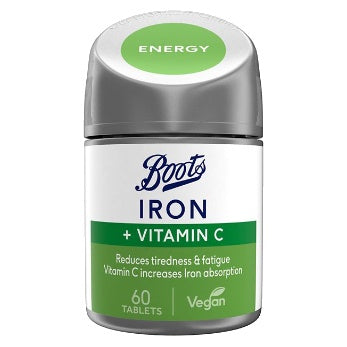 Iron + Vitamin C - 60 Tablets - Reduces tiredness and fatigue ...