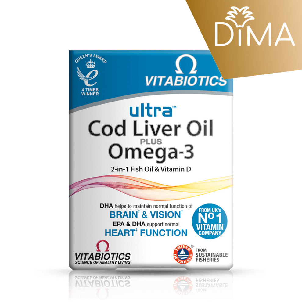 Ultra Cod Liver Oil (60 Capsule) - Plus Omega 3 - Certified from Vitabiotics UK – DiMA